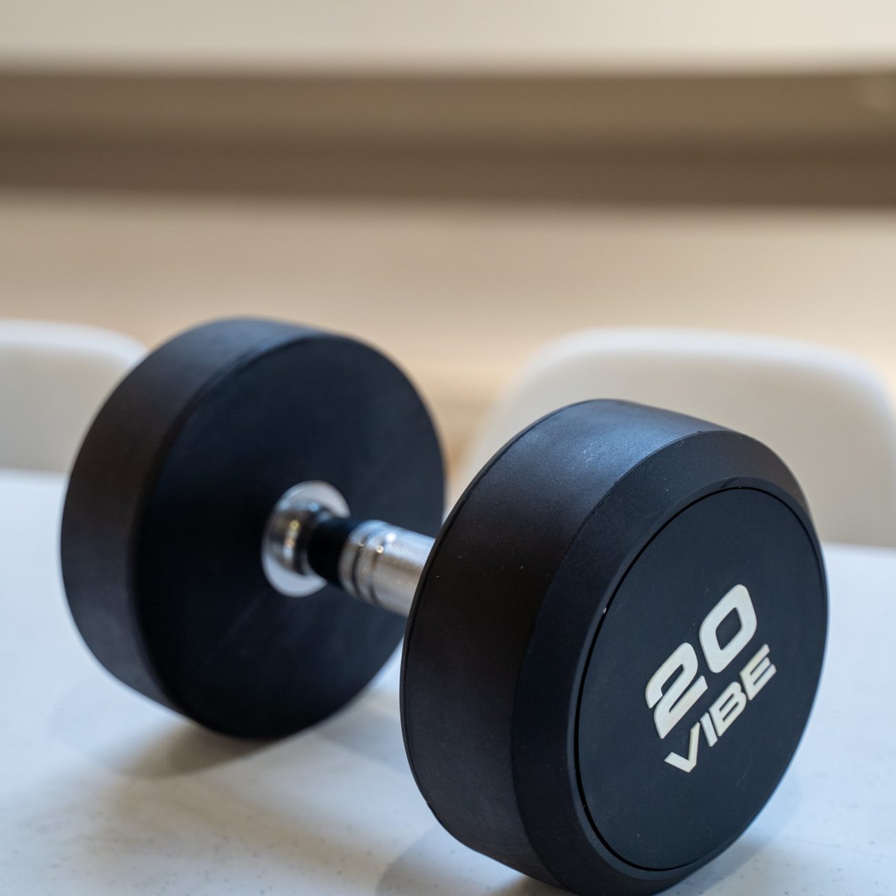 Round Rubber Dumbbells, 20 Kg (Pair) - Vibe