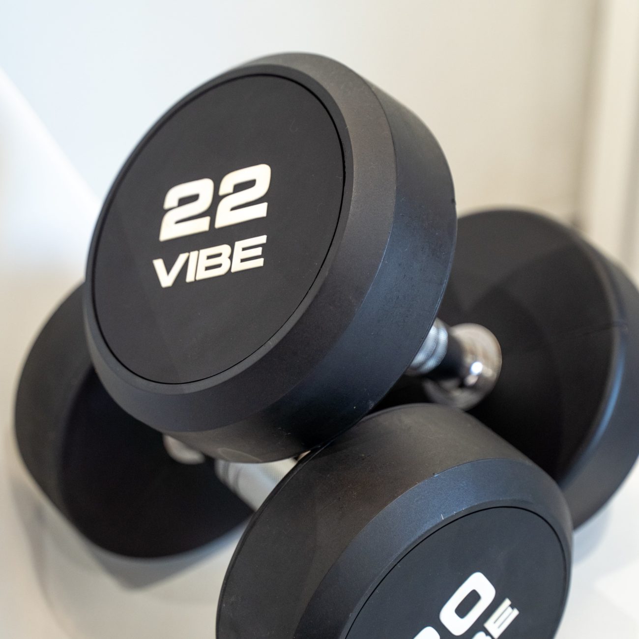 Round Rubber Dumbbells, 22 Kg (Pair) - Vibe
