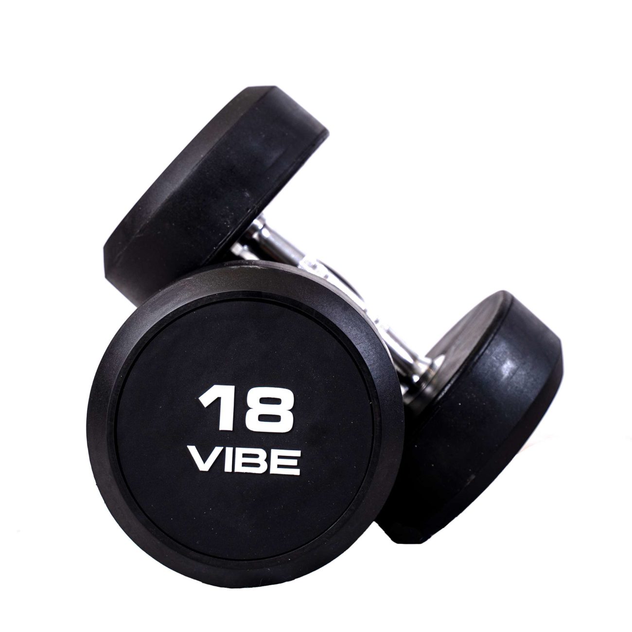 Round Rubber Dumbbells, 18 Kg (Pair) - Vibe