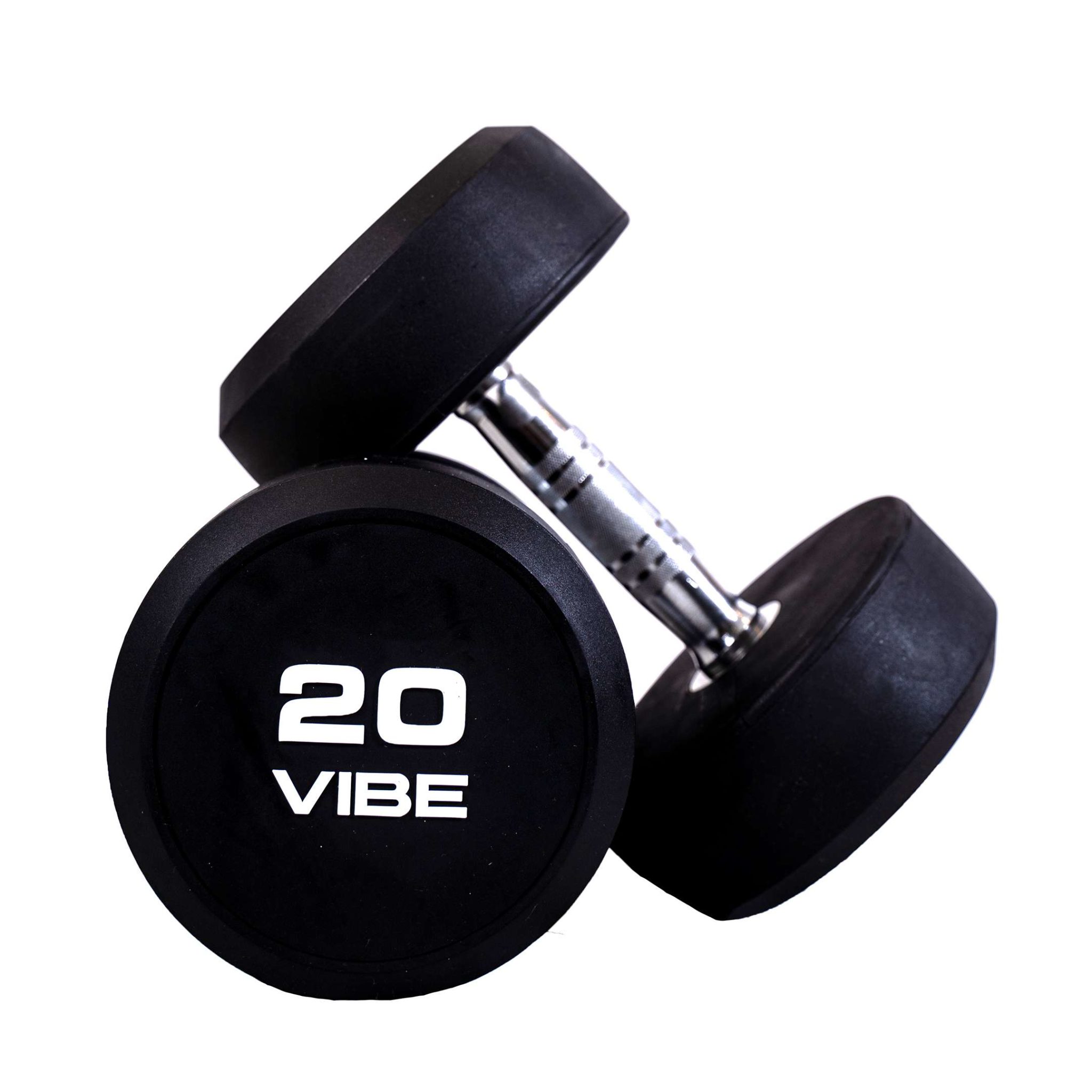 Round Rubber Dumbbells, 20 Kg (Pair) - Vibe