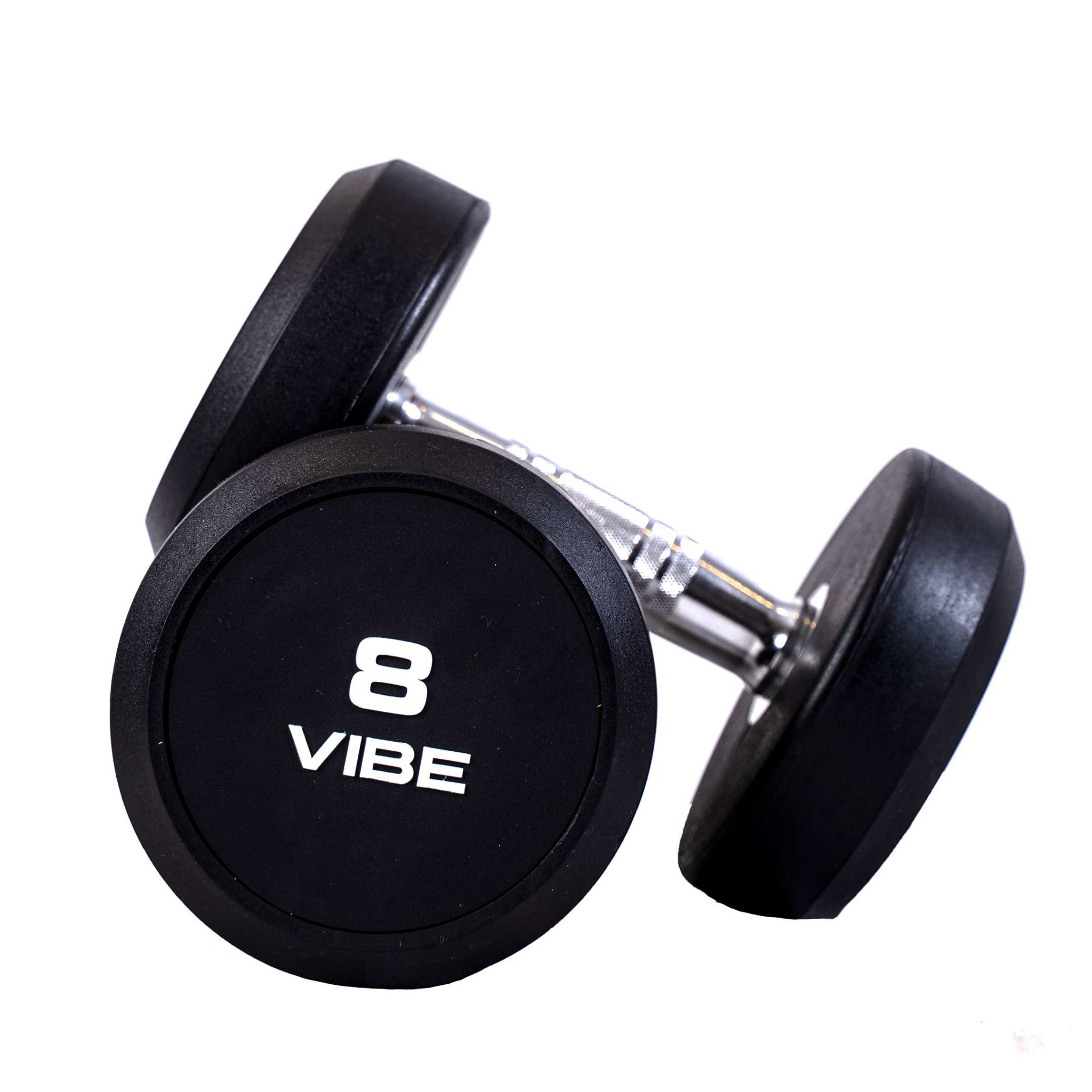 Round Rubber Dumbbells, 8 Kg (Pair) - Vibe