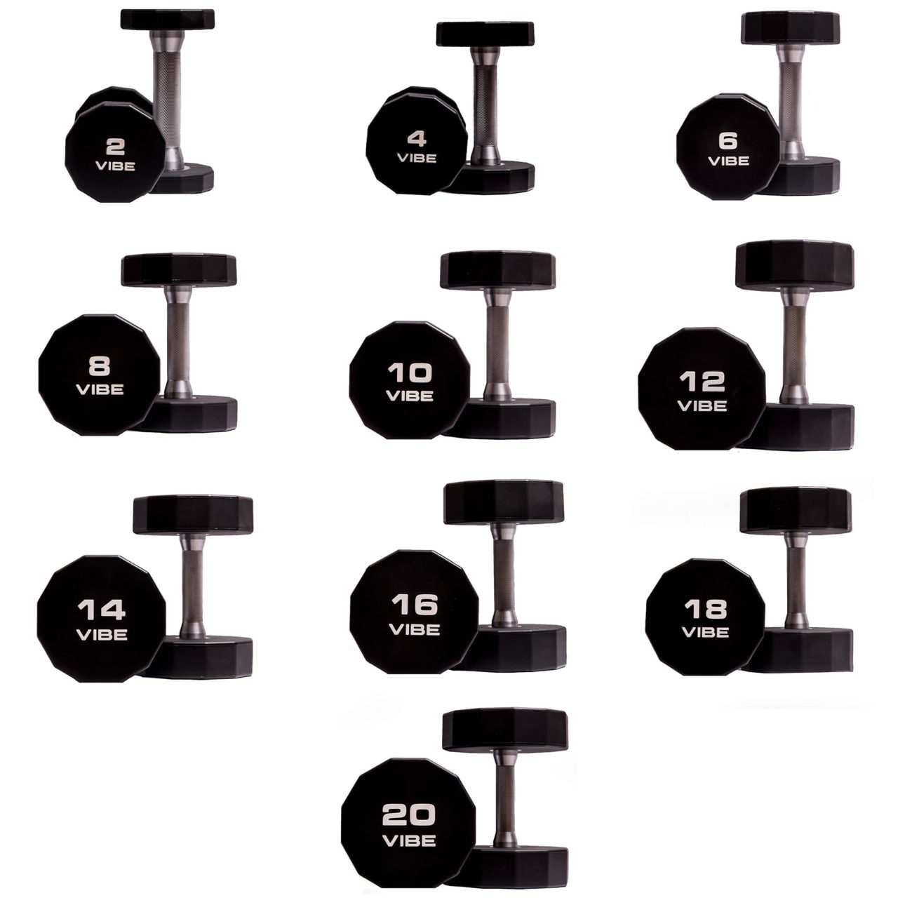 12 Edge Premium CPU Dumbbells Set, 2 - 20 Kg (Pairs) - Vibe
