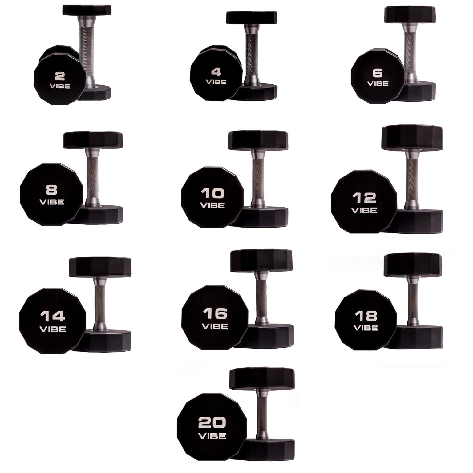 12 Edge Premium CPU Dumbbells Set, 2 - 20 Kg (Pairs) - Vibe