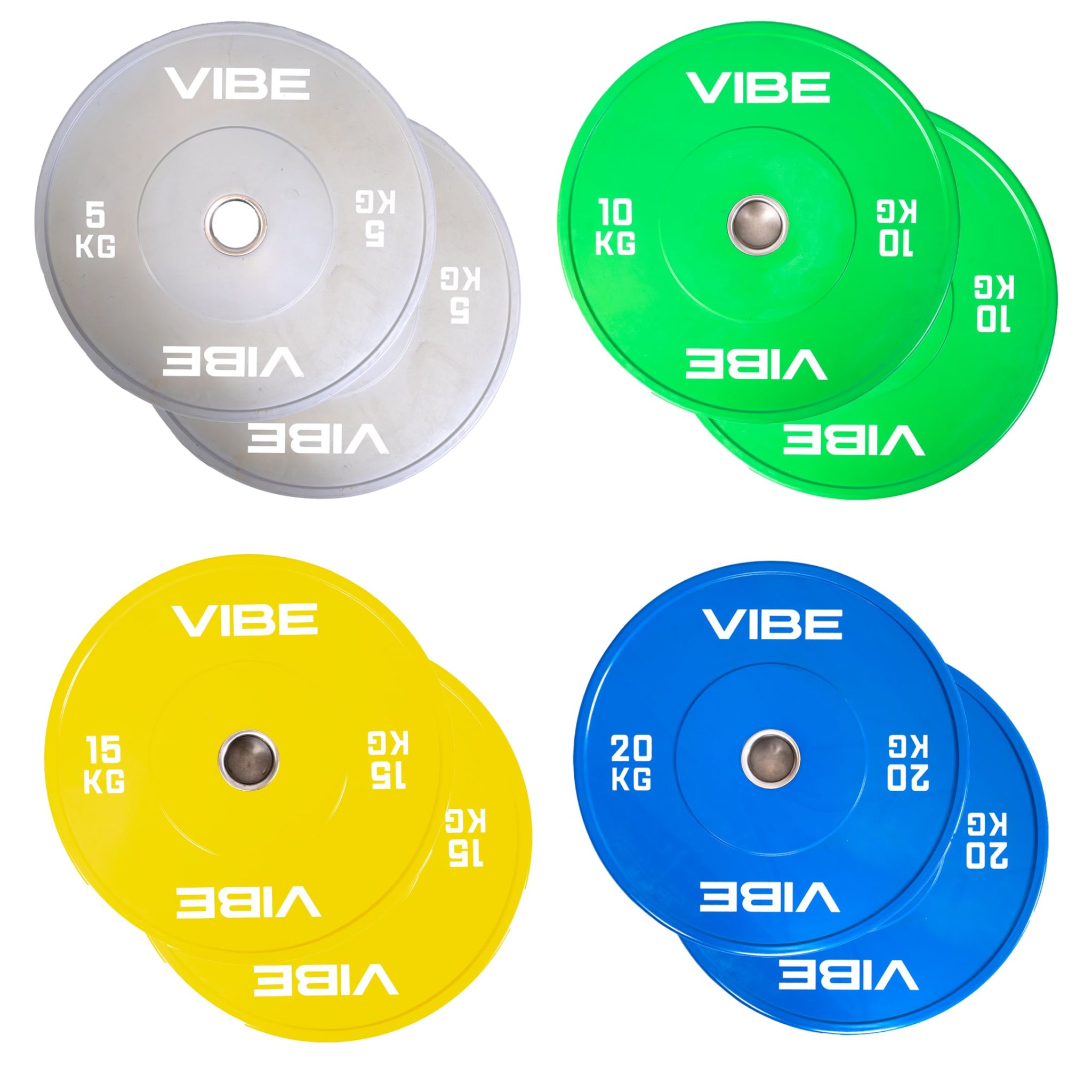 Premium Color Rubber Bumper Plate Set, 5 - 20 Kg (Pairs) - Vibe