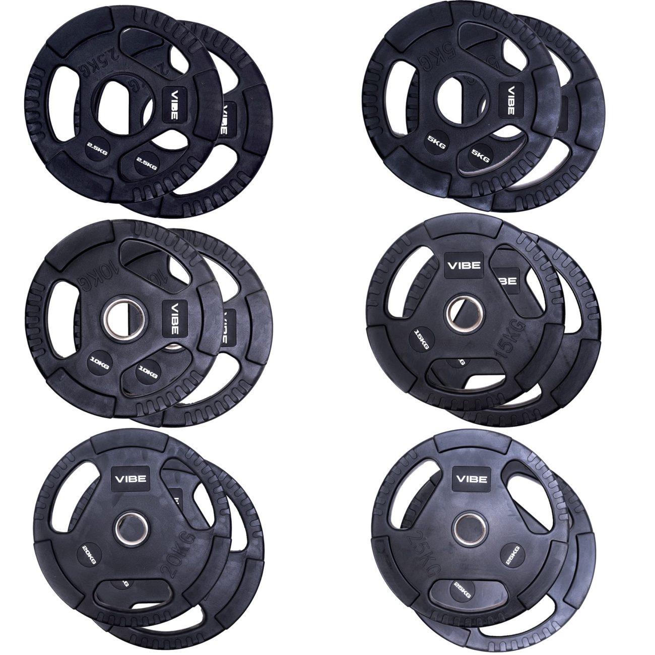 Rubber Coated Weight Plate Set, 2.5 - 25 Kg (Pairs) - Vibe